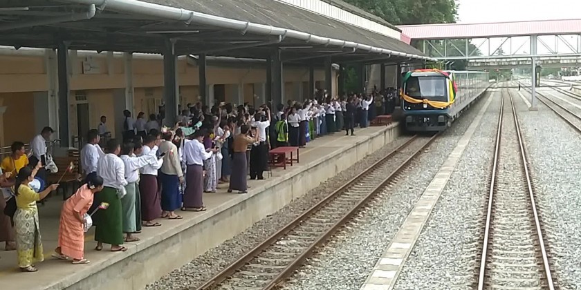 Launching of DEMU train: YGN CM opened the Yangon-Bago new train route | Myanmar International TV